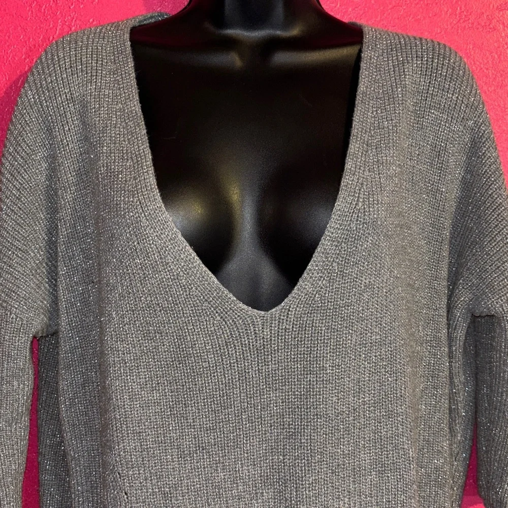 Express | Sweaters | Express Vneck Tunic Womens Sweater With Metallic ...